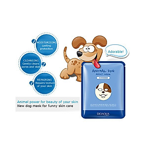 BIOAQUA Animal Face Mask Sheet Enriched with Natural Serum for Radiant and Nourished Skin At Home Spa Moisturizing Facial with Fun Animal Characters: Panda Tiger Sheep Dog (4 Sheets Variety Pack)