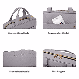 BAGSMART Toiletry Bag Travel Bag with Hanging Hook, Water-resistant Makeup Cosmetic Bag Travel Organizer for Accessories, Shampoo, Full Sized Container, Toiletries Grey, Large