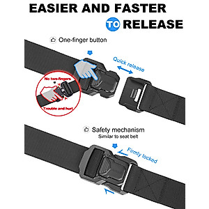 JUKMO Tactical Belt for Men, Military Rigger 1.5" Nylon Web Work Belt with Quick Release Heavy Duty Buckle (Black, Medium-for Waist 36"-42" (Length 49"))