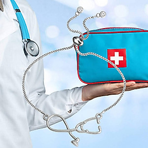 MYOSPARK Stethoscope Adjustable Chain Bracelet Medical Jewelry Gift For Doctor Nurse Medical Student (stethoscope bracelet silver)