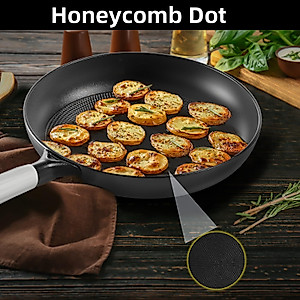 JOOBYFOD Nonstick Frying Pan, 8 Inch Skillets and Frying Pans with Removable Handle, Honeycomb Cooking Surface Cast Iron Pan Dishwasher Safe, Oven Safe To 500°F