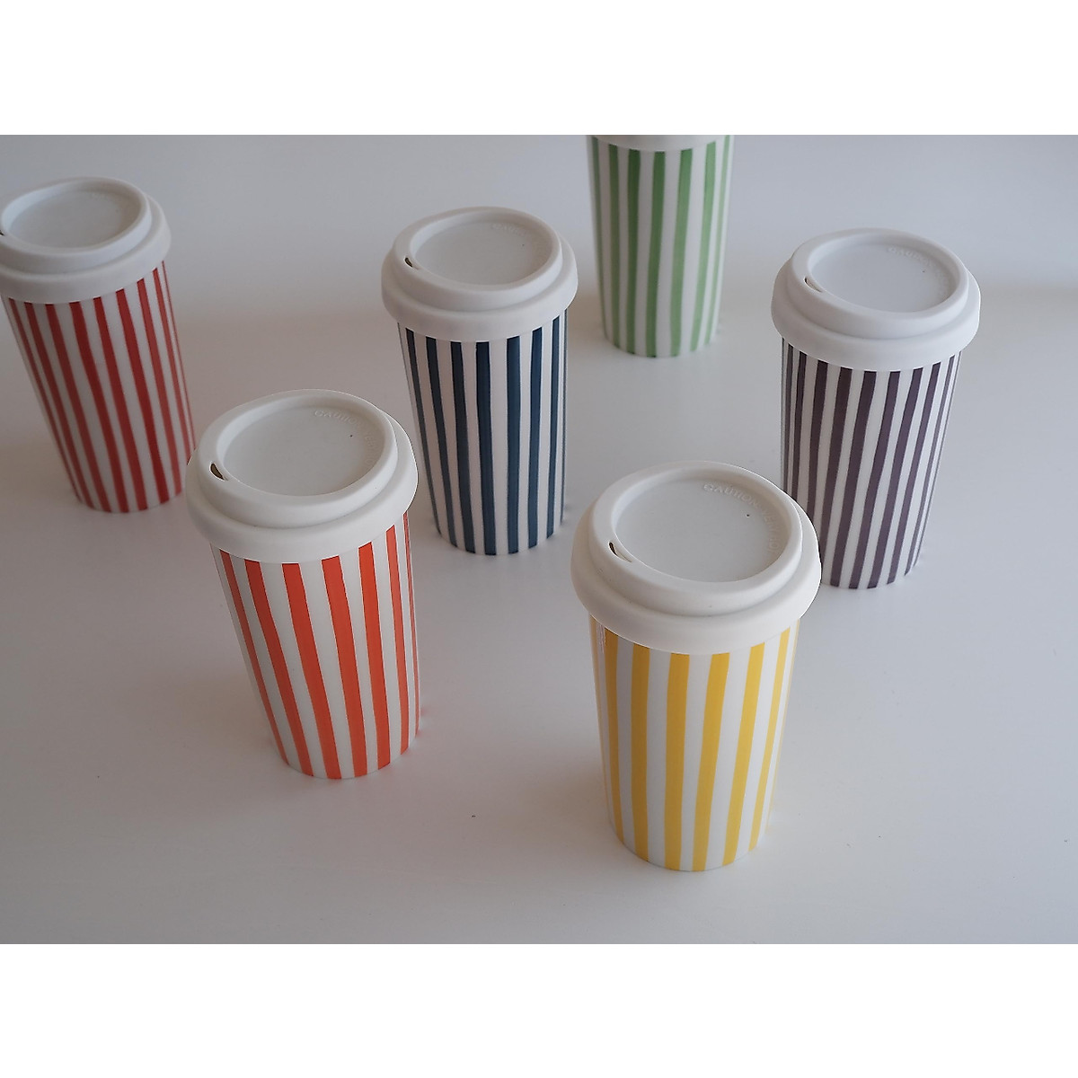 GIROFLIER Millie Ceramic Travel Mug, 12 oz, Blue, Reusable Coffee Cup with Lid, Microwave and Dishwasher Safe