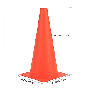 12 Inch Orange Traffic Training Cones, Plastic Safety Parking Cones, Agility Field Marker Cones for Soccer Basketball Football Drills Training, Outdoor Sport Activity & Festive Events - 12 Pack
