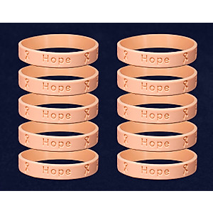 10 Pack Peach Awareness Silicone Bracelets – Peach Rubber Wristbands for Endometrial Cancer & Uterine Cancer Awareness - Perfect for People with Small Wrist