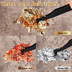 CHMI Gold Foil Flakes for Resin -15g, Jewelry Making, Imitation Gold Foil Flakes Metallic Leaf for Nails, Painting, Crafts, Slime and Resin Jewelry Making (Gold, Silver, Copper Colors)