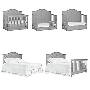Dream On Me Ella 5-in-1 Full Size Convertible Crib in Pebble Grey, Greenguard Gold Certified