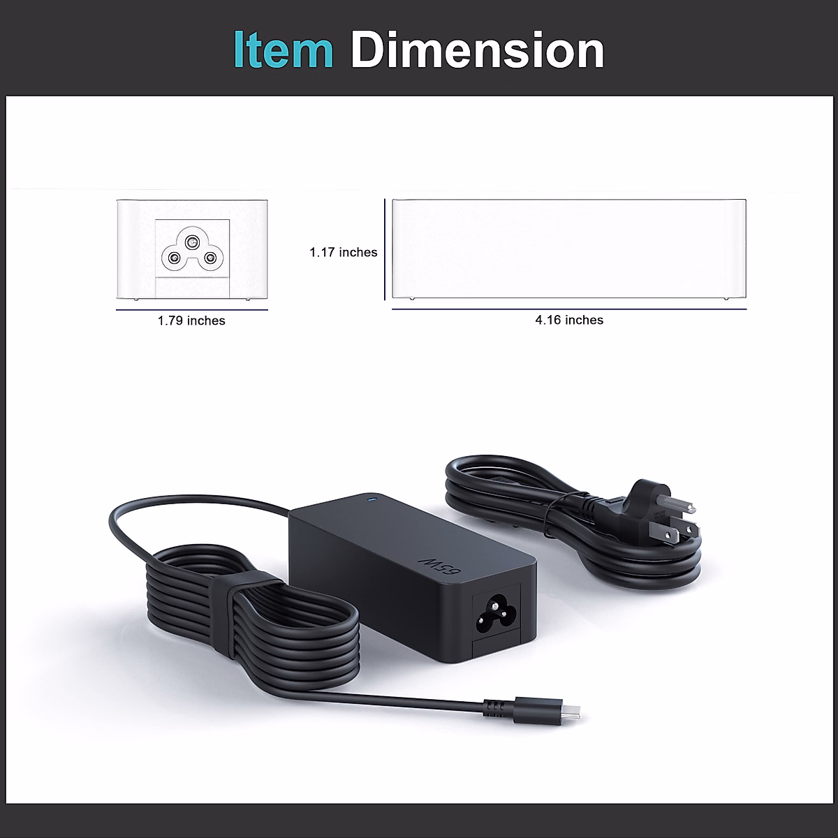 USB Type C AC Charger Fit for Dell Latitude 9420 9520 3520 3420 3320 7320 Detachable XPS 13 9305 P33T001 P94F002 P108F001 P144G001 Laptop Power Cord