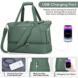 Travel Duffel Bag for Women, Gym Backpack Bag for Women with USB Charging Port, Weekender Bag for Women with Shoe Compartment, Carry On Overnight Tote Bag, Sports Bag for Travel,Workout (3Pcs Set)