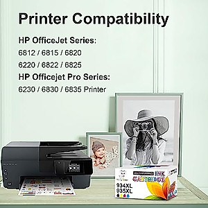 MS Deer Compatible 934 and 935 XL Ink Cartridges Replacement for HP 934XL 935XL Work with Officejet Pro 6830 6230 6815 6835 6812 6820 6220 6825 6836 Printer (2 Black 1 Cyan 1 Magenta 1 Yellow) 5-Pack
