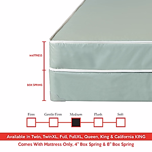 Greaton, 9-Inch Medium Firm Water-Resistance Vinyl Innerspring Mattress and 4” Wood Box Spring with Metal Frame, Experience Superior Support and Comfort with Clean and Safe Sleep, Full XL, Green