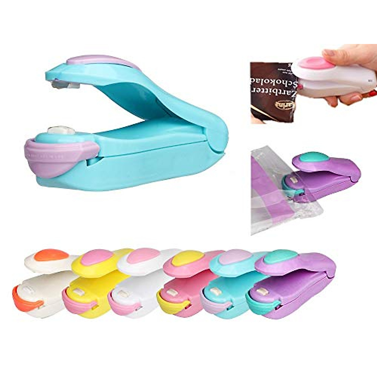 Mini Bag Sealer,Food Sealer Machine,Handheld Heat Sealer with Magnet & Battery Powered,Household Mini Portable Hand Press Heat Plastic Bag Snack Sealing,Portable Sealing Tool for Easter Candy Gift Bag
