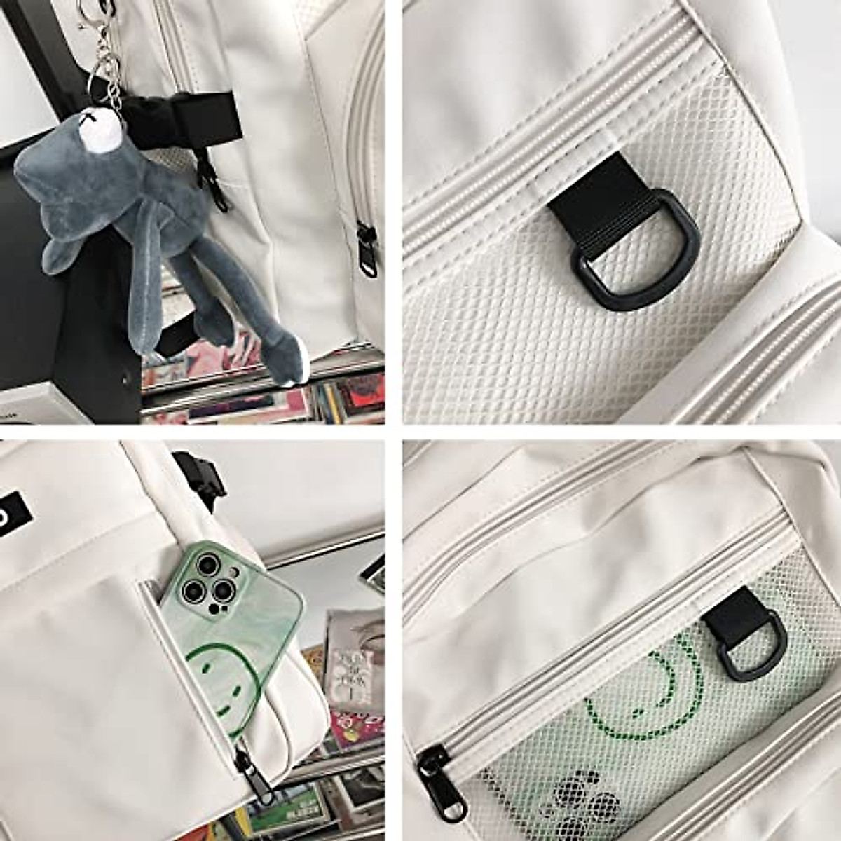 JARKJARD Cute Aesthetic Backpack Kawaii Backpack for School with Cute Pendant Casual Daypack Middle Student Travel College Bookbag for Girls Large Capacity(Black)