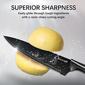 TICWELL Knife Set, 19 Pieces German Stainless Kitchen Knife Block Sets Include Accessories,Black