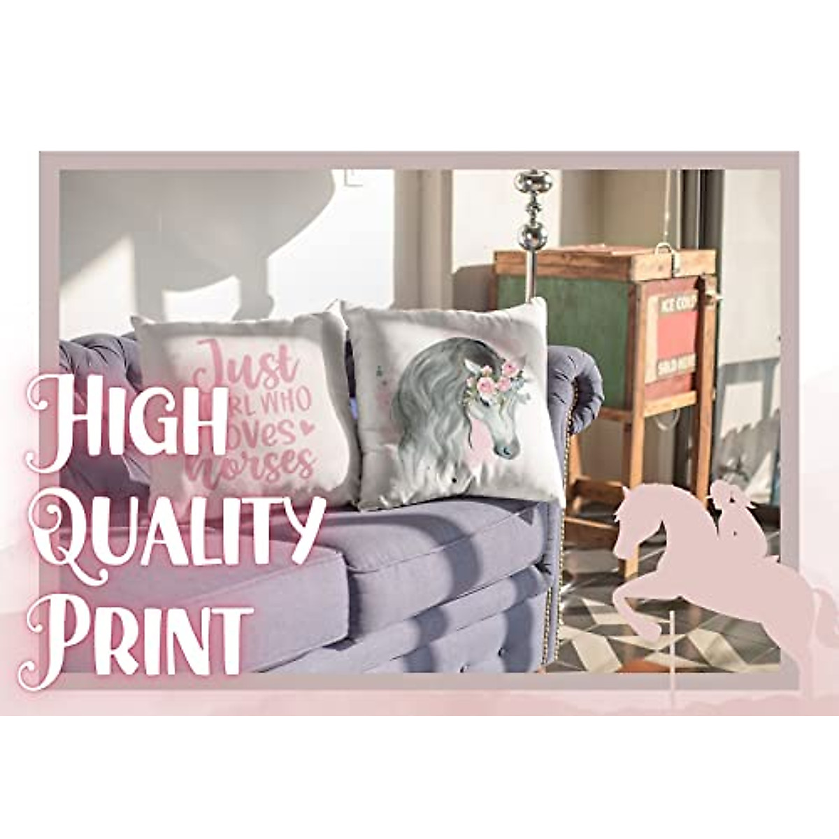 InnoBeta Horse Gifts for Girls 4 Pack Pillow Covers, Printed Decorative Pillow Case for 18"x18" Pillow