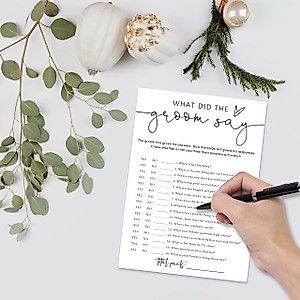 ZIIUFRN Bridal Shower Games, What Did The Groom Say, 5x7 Inches, Fun and Hilarious Games for Bridal Shower, Wedding Shower, Bachelorette Party Decorations Supplies -A12