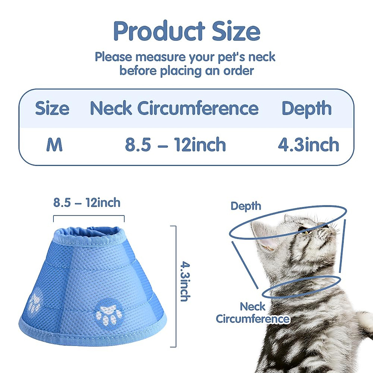 Jaxbo Soft Cat E Collar，Cat Recovery Collar，Adjustable Cat Cone Collar Elizabethan Collar Does Not Block Vision