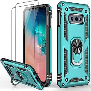IKAZZ for Galaxy S10e Case with Screen Protector,Military Grade Shockproof Cover Pass 16ft Drop Test with Magnetic Kickstand Car Mount Holder Protective Phone Case for Samsung Galaxy S10e Turquoise