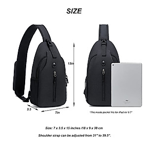 Shaelyka Small Lightweight Black Crossbody Bags for Men and Women, 8 Pockets small Sling Bag