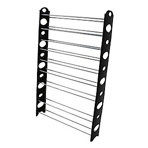 conrover 10-Tier Shoe Rack Shoes and Boots Storage Organizer 50 Pairs Shoe Rack for Entryway Closet and Bedroom Shoe Shelf Metal & Plastic Shoe Tower, Black & Silver