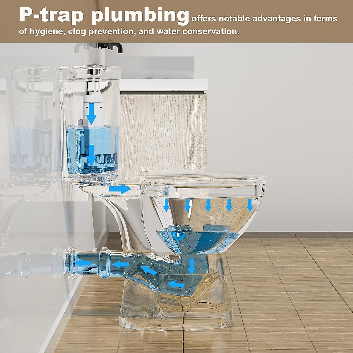 SUPERFLO Rear Outlet Toilet With 19 Inch Tall Toilet Bowl & Tank, High Toilets For Seniors With Rear Discharge-Includes Extension Pipe