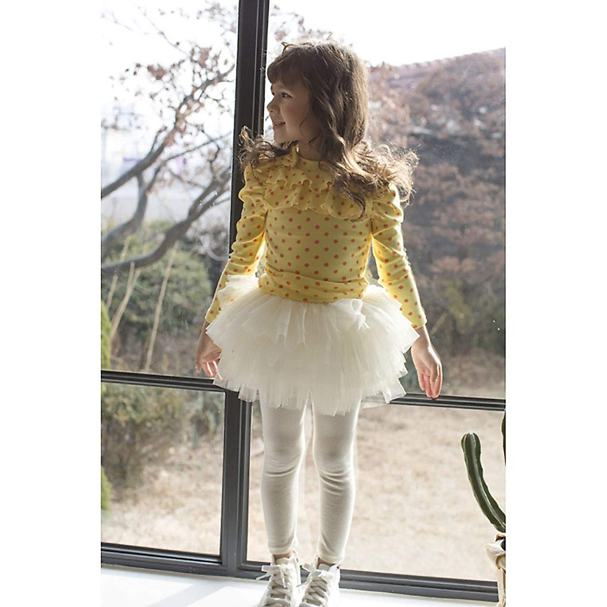 elamccor Baby Toddler Girls' Tutu Leggings Tulle Ruffle Skirted Pants 2-6T Red