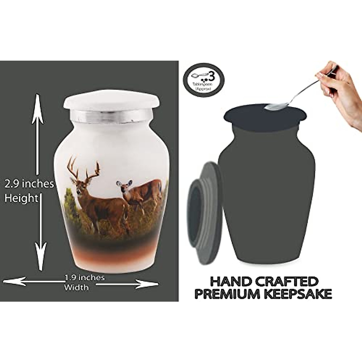 BOLD & DIVINE Keepsake Cremation Urns for Human Ashes - Decorative Urns, Urns for Human Ashes Female & Male, Urns for Ashes Adult Female, Funeral Urns | Mini Urn Set of 4 Deers