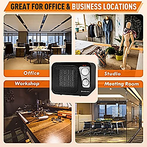 Comfort Zone Electric Retro Design Ceramic Space Heater, Adjustable Thermostat, 2 Heat Settings, Overheat Protection, Safety Tip-Over Switch, Portable for Home, Bedroom & Office Use, 1,500W, CZ470BKB