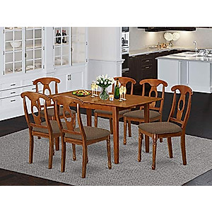 East West Furniture PSNA7-SBR-C Dining Table Set, 7-Piece