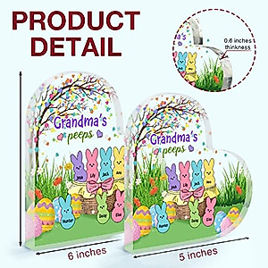 Nazenti Personalized Easter Grandma Peeps Acrylic Plaque, Easter Day Decor, Custom Easter Gifts with Names, Mimi Peeps Bunnies, Nana Peeps, Gigi Peeps, Grandma Mom Gifts, Mothers Day Gift for Women