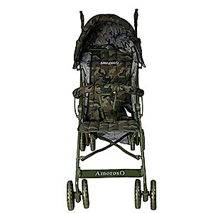 AmorosO Single Stroller - Baby Stroller with Four Wheels - Lightweight Stroller - Convertible Stroller with Extra Storage Space - Foldable Stroller with Sun Protection Hood Cover
