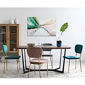 7Fisionart Abstract Wall Decor for Bedroom Emerald Green and Gold Paintings Pink Canvas Art Pictures Prints Poster Modern Framed Artwork Office Living Room Kitchen Decorations 36"x24"