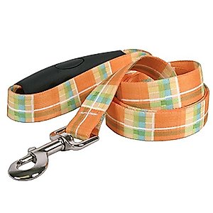 Yellow Dog Design Southern Dawg Madras Orange Dog Leash with Comfort Grip Handle-Medium-3/4 and 5' (60") Made in The USA
