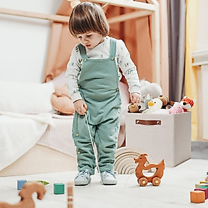 DULLEMELO 12inch Cube Storage Baskets for Shelves Closet Storage,Sturdy Home Organization Bins for Gifts Empty,Foldable Fabric Storage Cubes Baskets for Nursery Toys Clothes Storage(Beige-4 Pack)