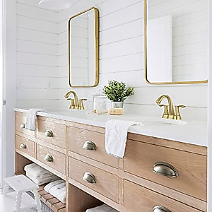 Brushed Gold Bathroom Faucet, Lava Odoro Brass 4 Inch Centerset Bathroom Sink Faucet Two Handle Vanity Faucet with Pop up Drain Assembly Supply Line, Spot-Resistant, BF423-SG