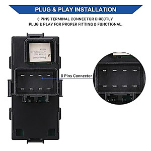 Obaee 2pcs Passenger Power Window Switch Control Button, Compatible with 2008-2011 Chevrolet HHR/2007-2013 Chevrolet Silverado/Suburban/GMC Sierra/Yukon/Buick Lucerne, Replaces 25877776 22895545