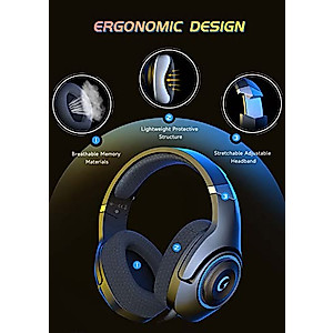 KAPEYDESI Wireless Gaming Headset, 2.4GHz USB Gaming Headphones for PC, PS4, PS5, Mac with Bluetooth 5.2, 40H Battery Life, Detachable Microphone, 3.5mm Wired Jack for Xbox Series (Black)