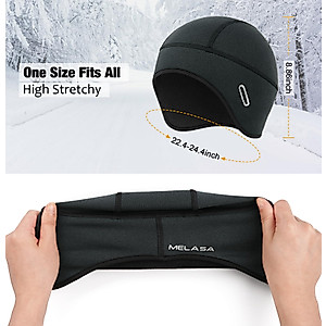 MELASA Winter Helmet Liner Skull Cap for Men Women, Fleece Lined Warm Cycling Cap with Glasses Holes, Thermal Hat Beanie for Running Cycling Motorcycle(Blue)