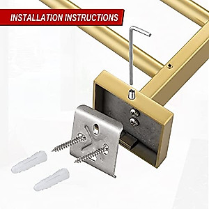 TURS Bathroom Towel Rack Brushed Gold Towel Shelf with Towel Bar Stainless Steel Wall Mounted Towel Holder Towel Rail