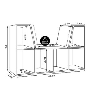 VEIKOU Kids Bookcase with Reading Nook 6-Cubby Kids Bookshelf Organizer for Kids Reading Nook, Kids Bookcase with Grey Cushion, White