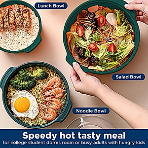 Microwave Safe Ramen Cooker, Ramen Noodle Bowl Easy Mac, Microwave Pasta Ramen Noodle Cooker Bowls with Lids Ideal for Dorm Room Essentials Girls Boys, Dishwasher & Microwave Safe (Medium, Dk.Green)