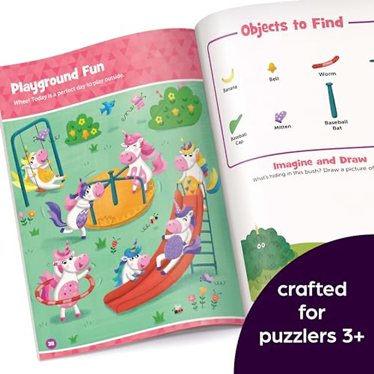 Unicorn Hidden Pictures Puffy Sticker Playscenes: Unicorn Sticker Activity Book, 50+ Reusable Stickers, Decorate Pictures and Solve Puzzles, Sticker Book for Kids (Highlights Puffy Sticker Playscenes)