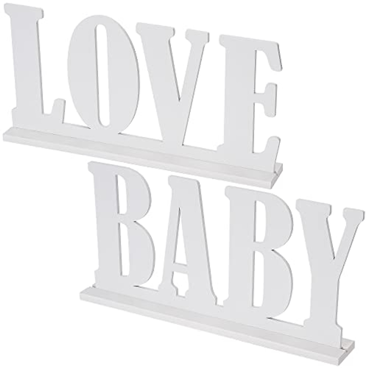LOVE BABY Wooden Letter Block Sign for Baby Shower, Birthday Party, Gender Reveal Table Decorations – by ZouYee（White)
