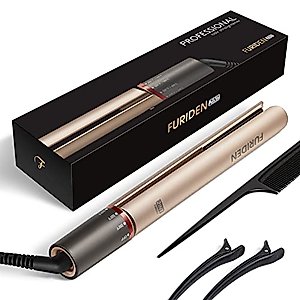FURIDEN Hair Straightener, Flat Iron Hair Straightener, Hair Straightener and Curler 2 in 1, Flat Iron Curling Iron in One, Curling Straightening Iron Combo, Round Flat Iron
