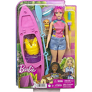 Barbie It Takes Two Doll & Accessories, Playset with Kayak, Puppy & Accessories, Daisy Doll with Curvy Body & Pink Hair