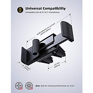 Lamicall Car Vent Phone Mount - Air Vent Clip Holder, Universal Stand Hands Free Cradle Compatible with Cell Phone 14 13 12 Mini 11 Pro Xs Max Xr X 8 7 6 6s Plus SE Smartphones Black