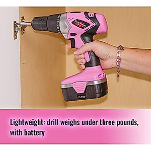 Pink Power Drill Set and Electric Screwdriver Tool Kit for Women's Pink Tool Set - 18V Cordless Drill with Bit Set, 3.6V Cordless Screwdriver with Tool Case for Ladies Home Tool Kit Power Tool