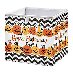 Halloween Pumpkins Cheerful Storage Basket Storage Bin Rectangular Collapsible Storage Box Toy Storage Box Organizer for Childrens Toys Playroom