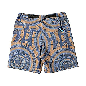 KAVU Chilli H20 Short Quick Dry Shorts with Elastic Waist and Belt Trunks - Circle Tie Dye - L