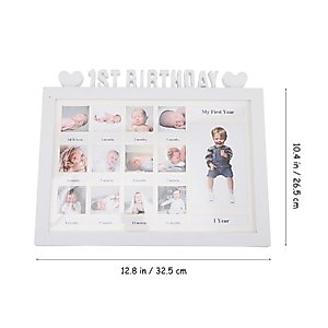 Kisangel Babys First Year Frame 12 Month Picture Frame 1st Birthday Photo Frame Picture Frame Milestone Photos Frame My First Year Picture Frame Memories Keepsake Photo Frame White