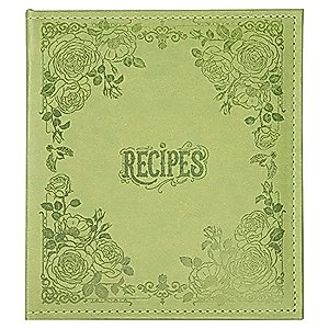 COFICE Recipe Book to Write in Your Own Recipes, 8.5x9.5 Recipe Ring Binder with PU Faux Leather Cover, 4x6 Cards and Tabbed Dividers, Green